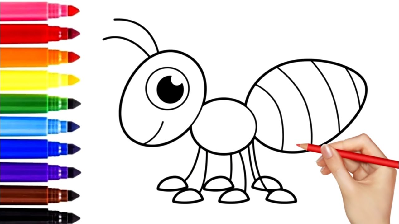 How to draw an ant | Ant Drawing, Painting and Coloring for Kids ...