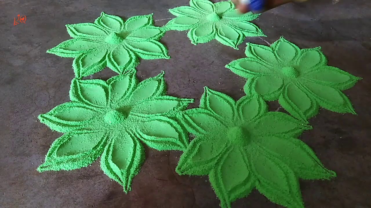 Green flower sand art||Quity art||Like design art||Colour art - YouTube