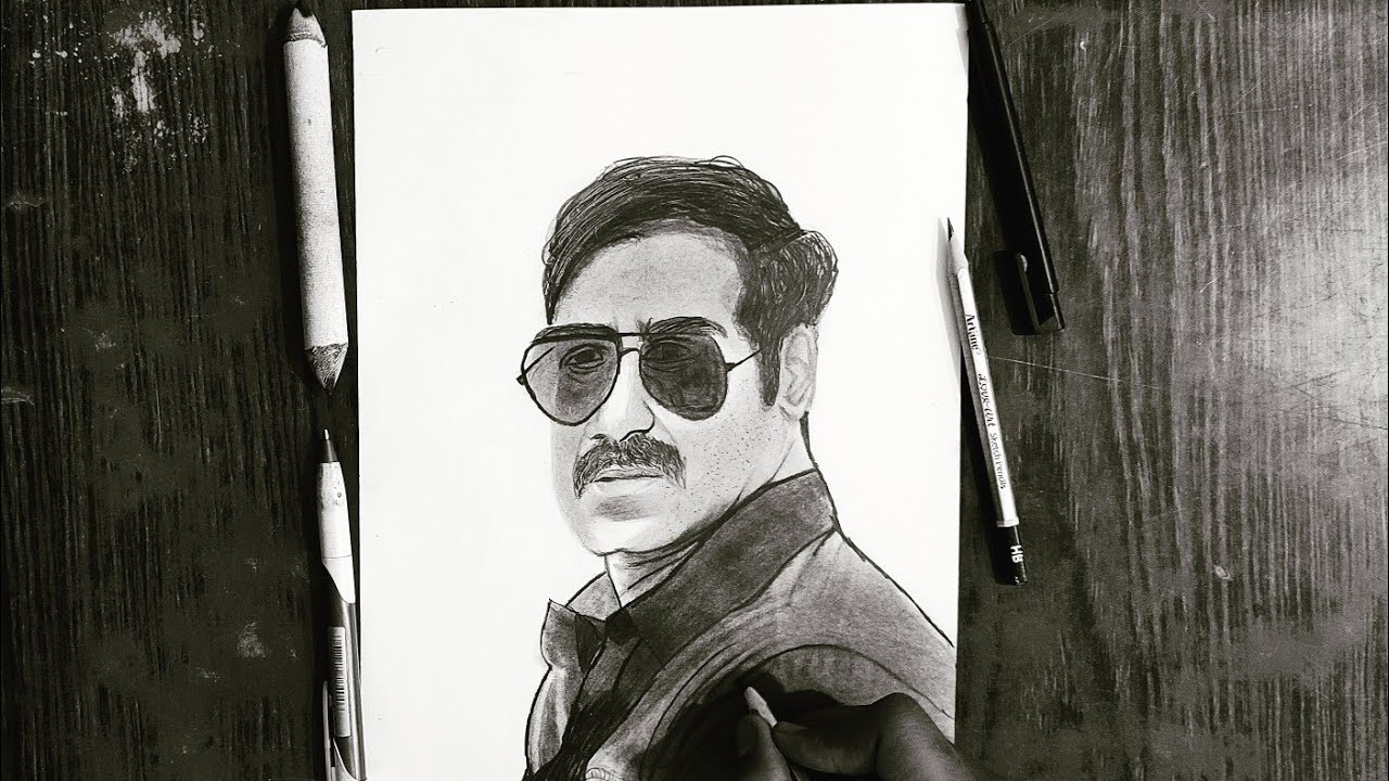 How to draw Ajay Devgan sketch - YouTube