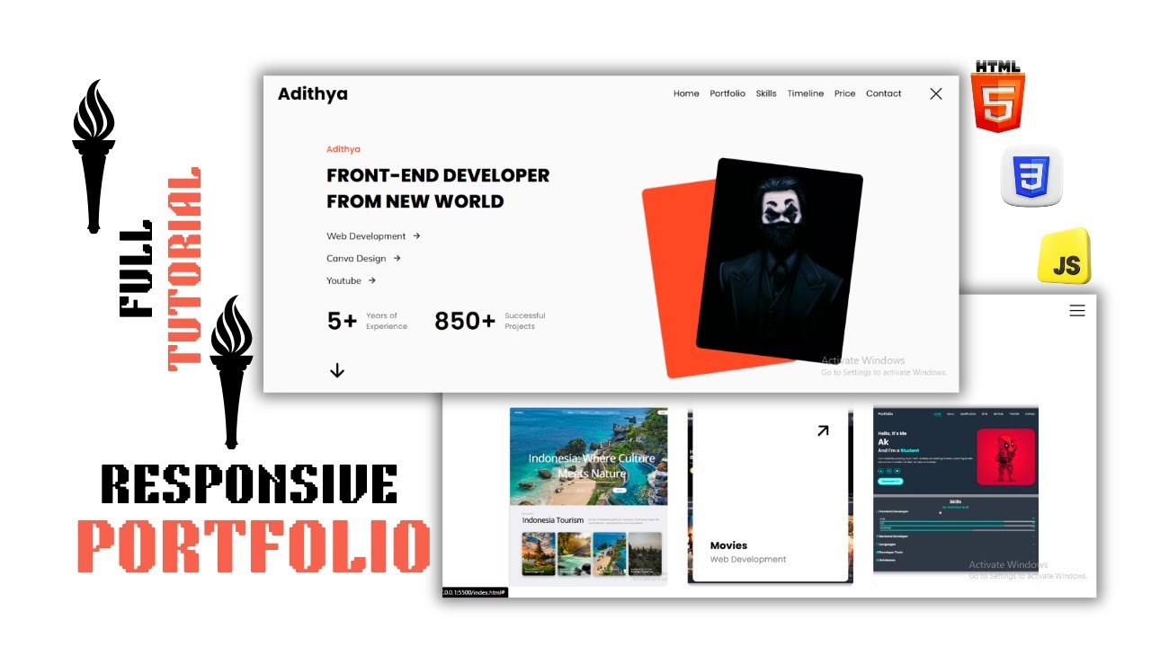 How to Create a Responsive Portfolio Website Using html css Js Full ...