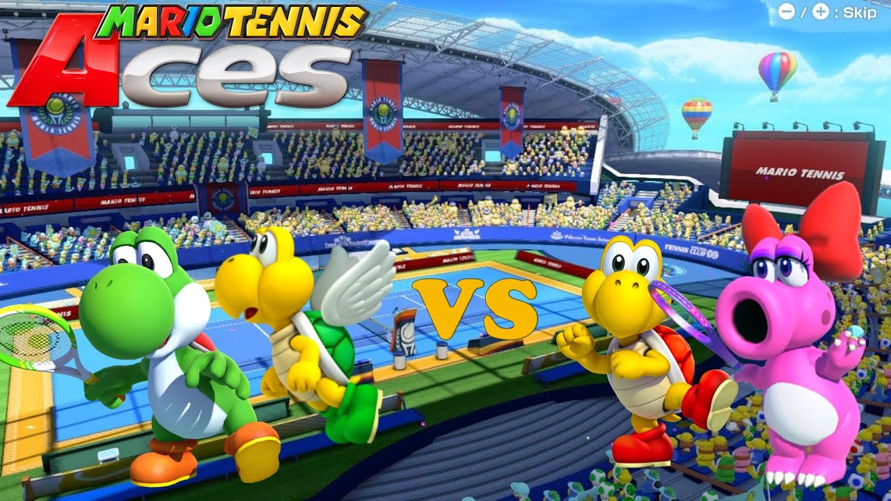 Mario Tennis Aces - Yoshi & Koopa Paratroopa vs Birdo & Koopa Troopa ...