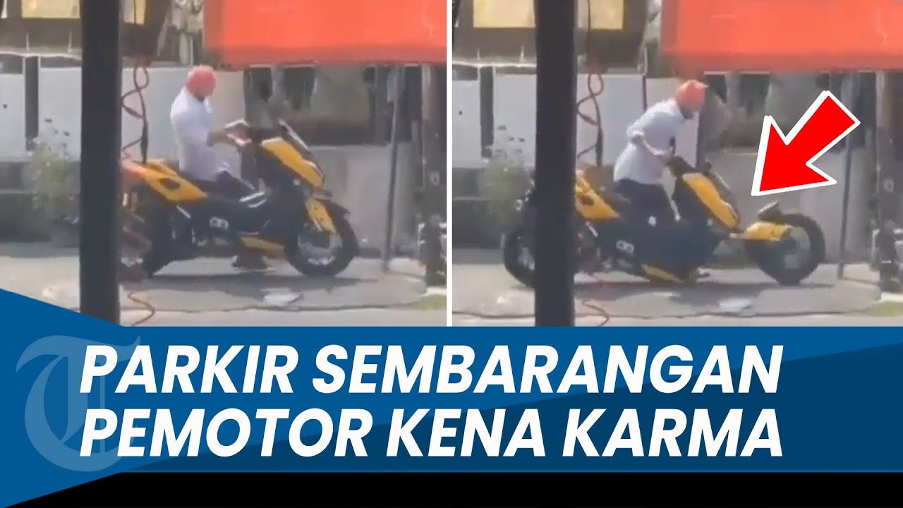 KENA KARMA, Motor Digembok Gara-gara Parkir Sembarangan, Pengendara ini Menariknya hingga Ban ...