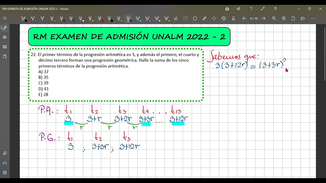 EXAMEN DE ADMISIÓN UNALM 2022 - II (PREGUNTA 22) - YouTube