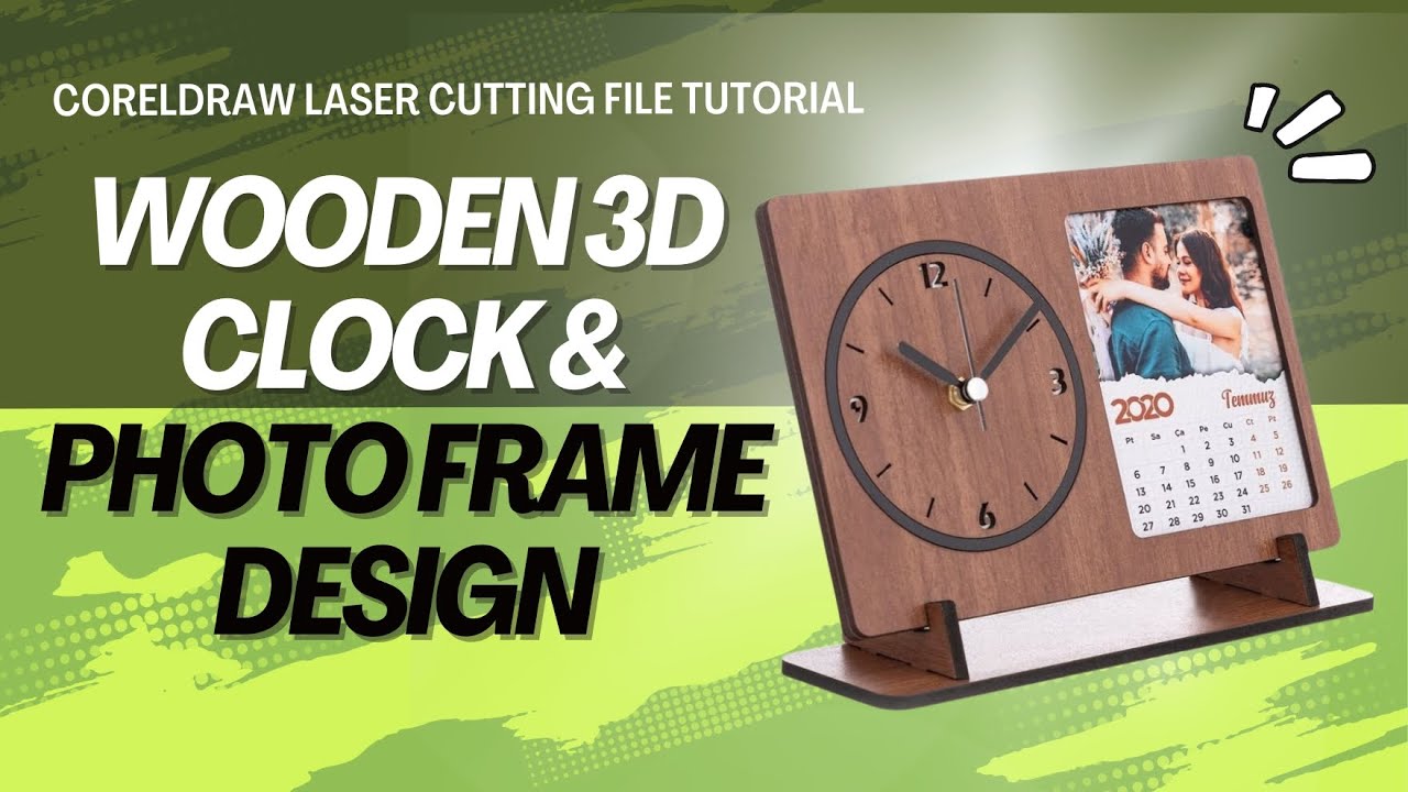 Wooden 3D Clock & Photo Frame Design | CorelDRAW Laser Cutting File ...