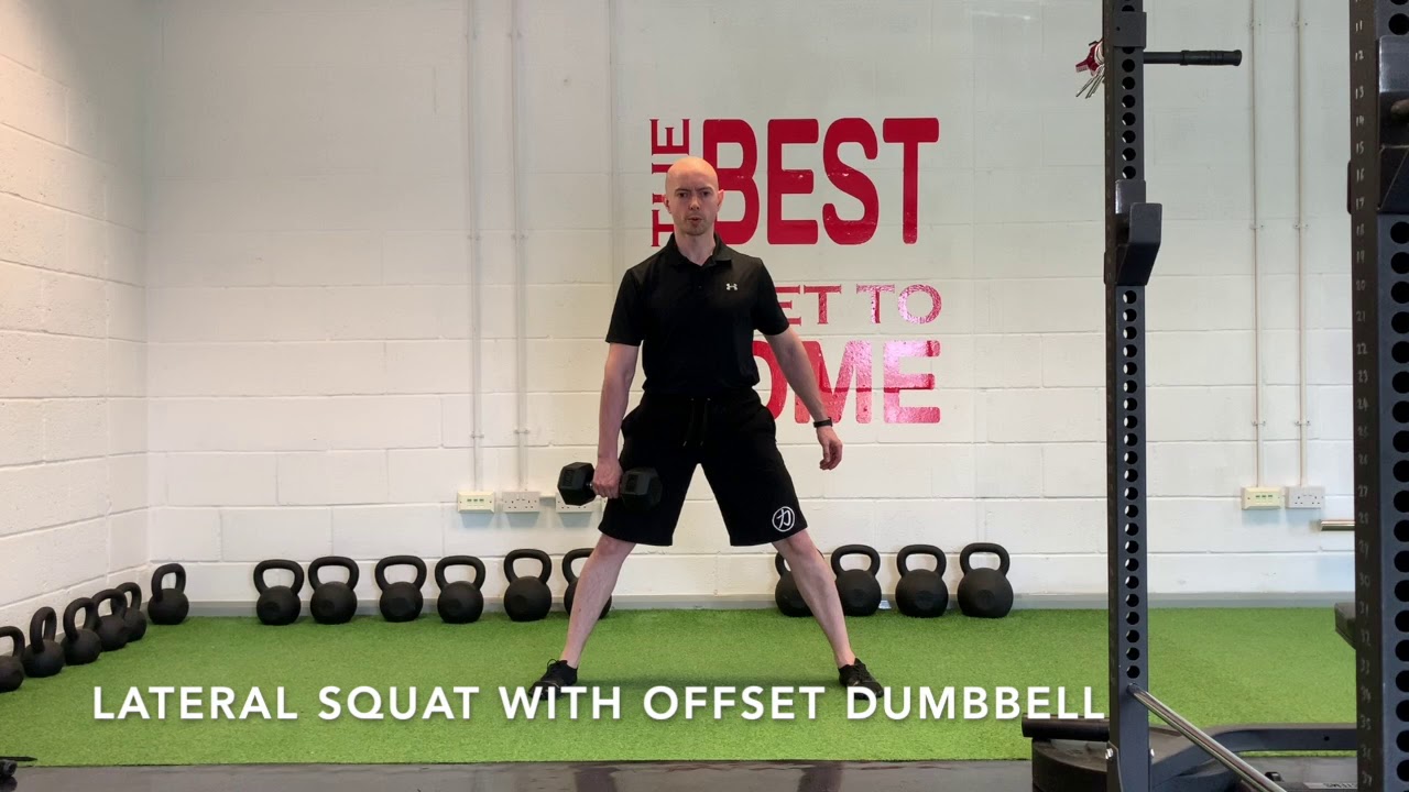 Lateral Squat with Offset Dumbbell - YouTube