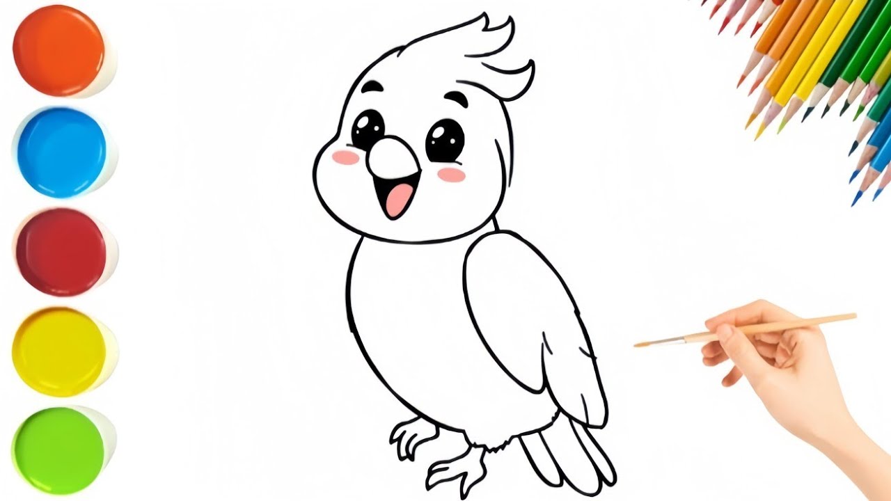How To Draw Parrot For Kids || Parrot Drawing Step By Step | Art ...