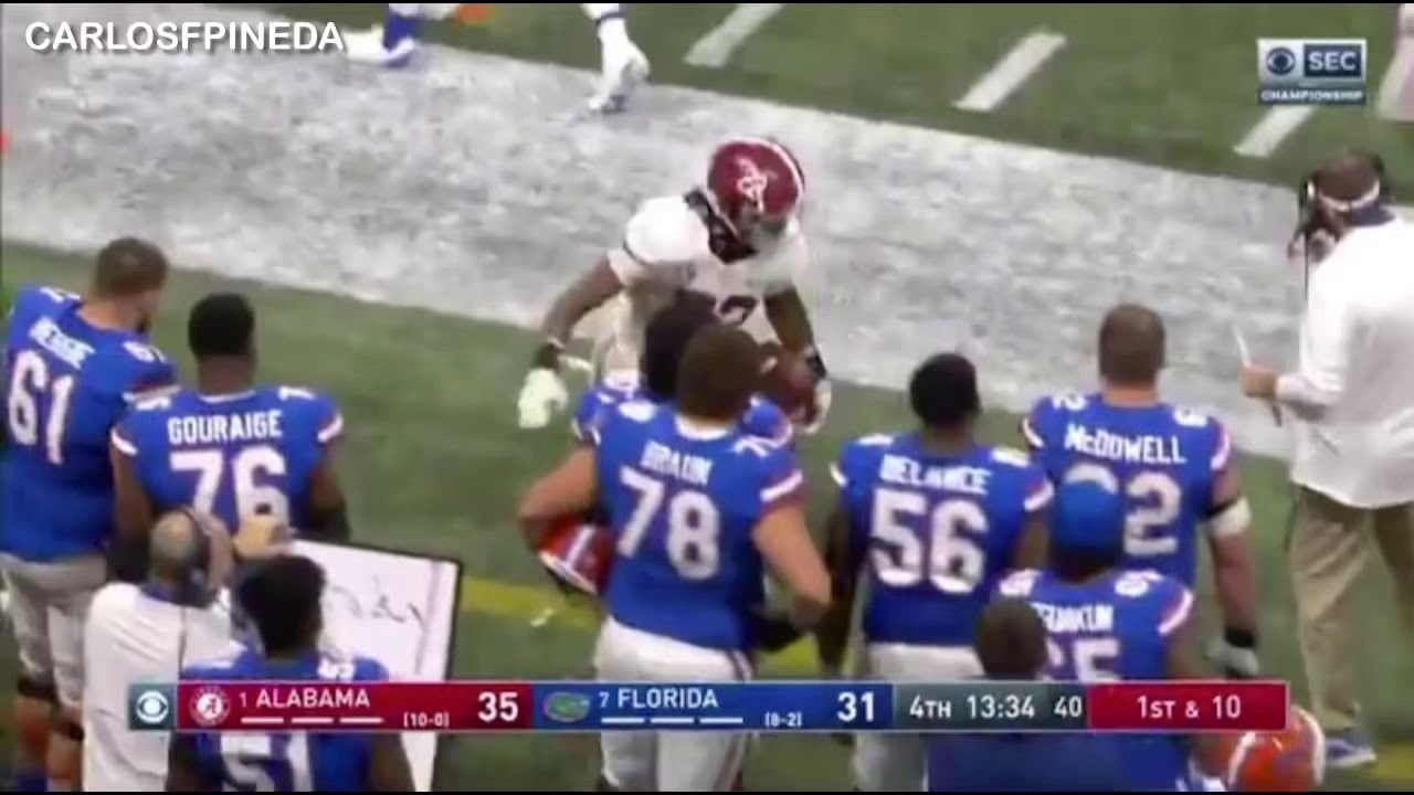 Najee Harris hurdles defender Alabama vs Florida - YouTube