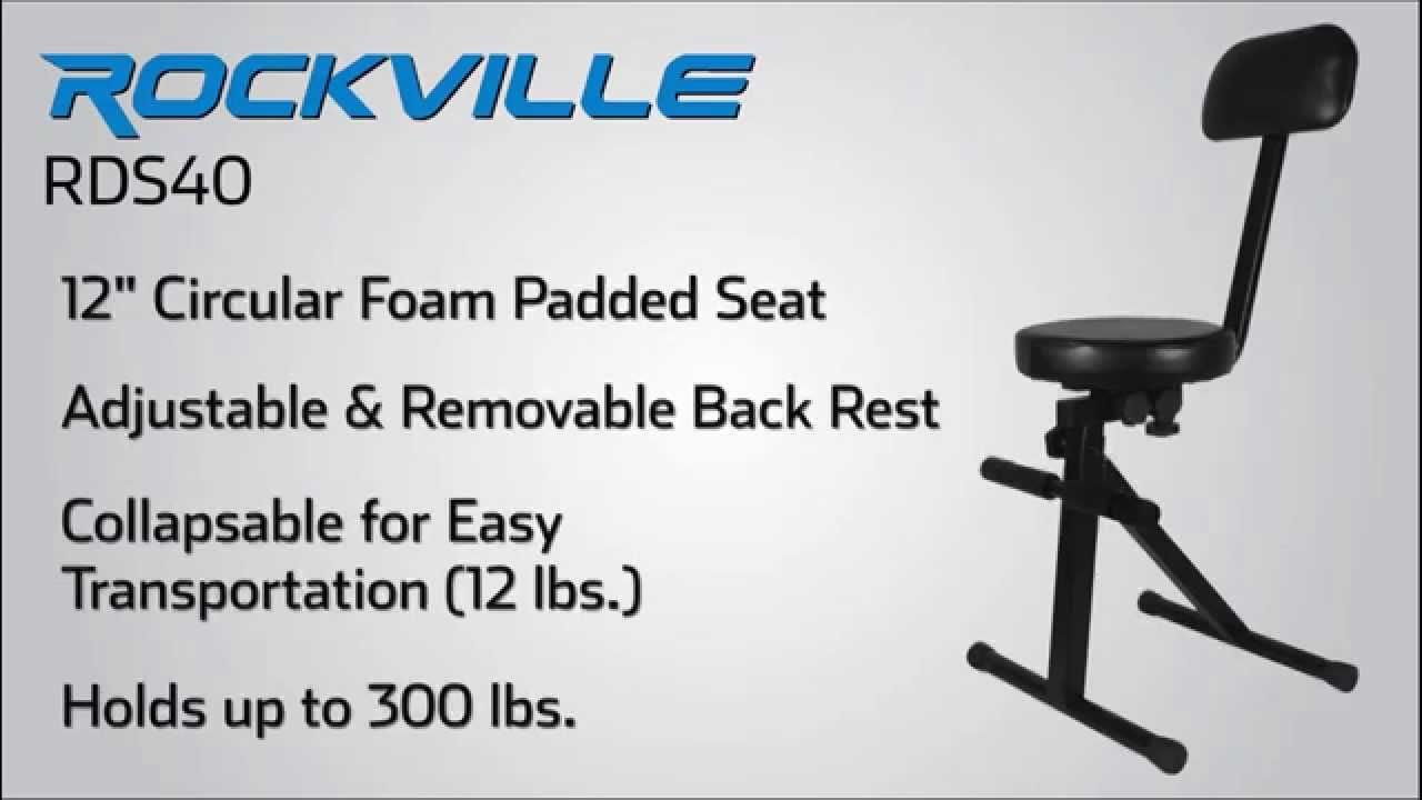 Rockville - RDS40 - 12" Portable Performers Chair w/ Foam Padded Seat & Removable Back Rest ...