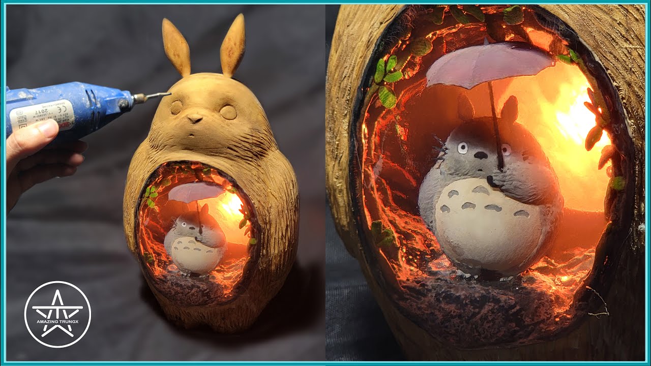 How to Carving a Wood Epoxy Resin Totoro with Hidden World Inside | DIY ...