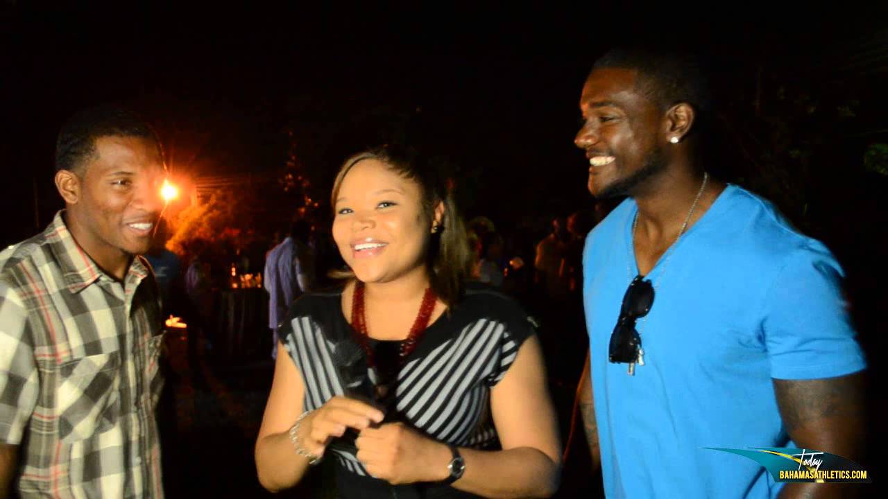 Demetrius Pinder and Justin Gatlin speak at the Chris Brown ...