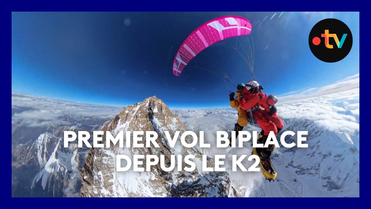 Premier vol biplace depuis le K2 : Liv Sansoz et Bertrand Roche racontent leur exploit - YouTube