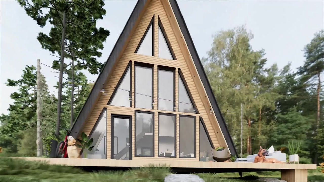 Casa A frame 8 x 12 metri cu 3 dormitoare AFR0078 - YouTube