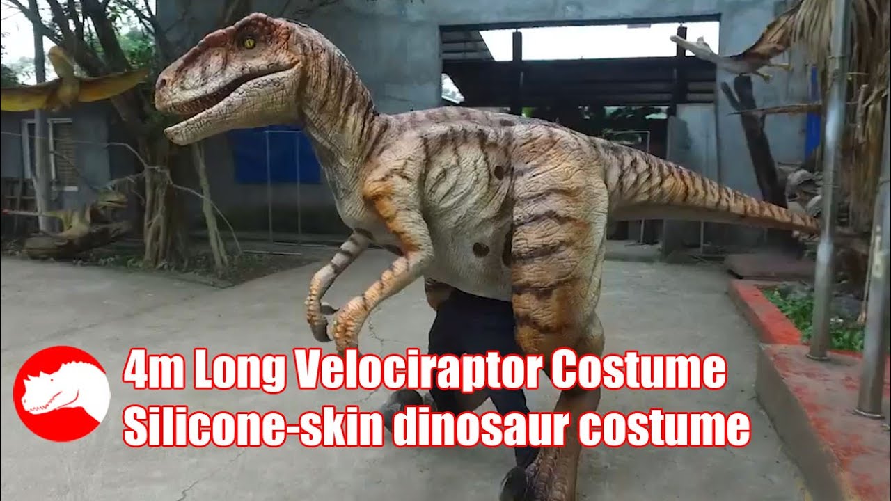 Silicone-Skin Dinosaur Costume - 4m Long VelociRaptor Costume - YouTube