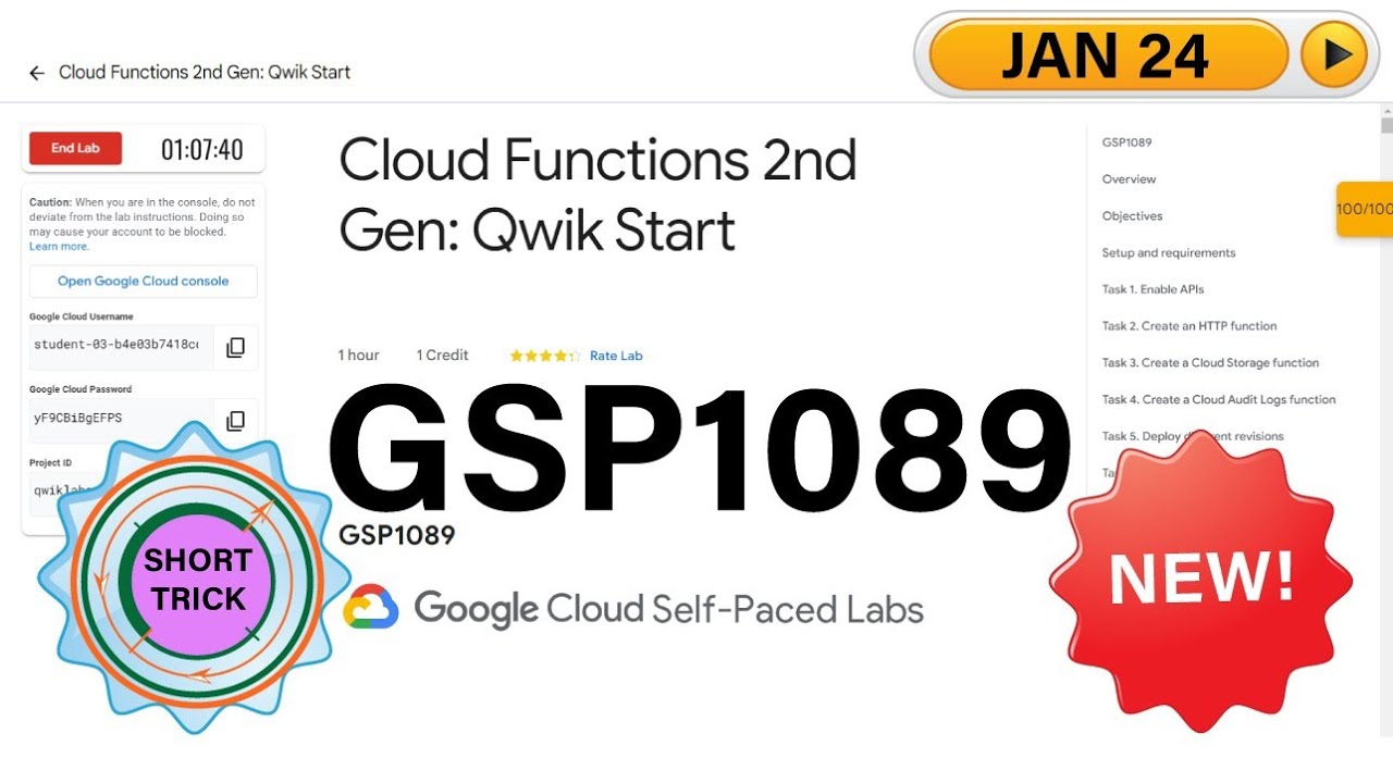 2024 Cloud Functions 2nd Gen Qwik Start Gsp1089 Qwiklabs Shorttrick Youtube