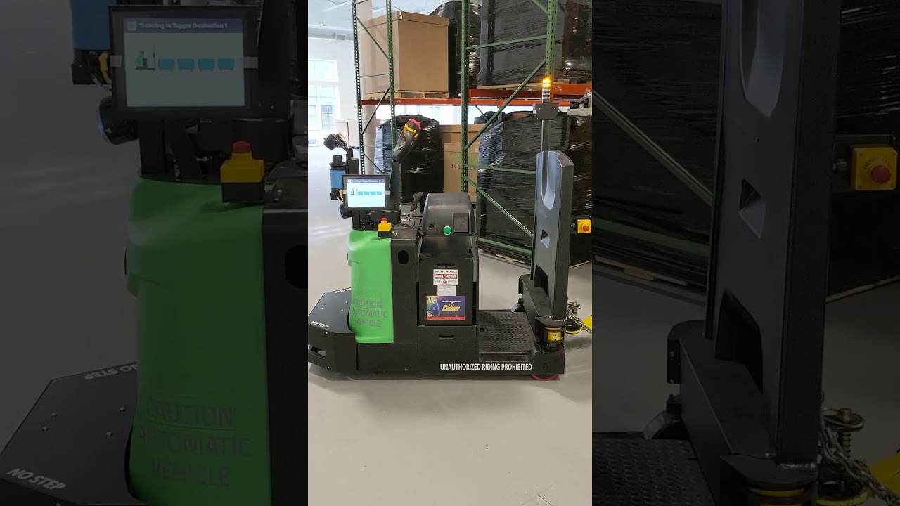 Vecna Robotics Robotic Tugger Demo - YouTube