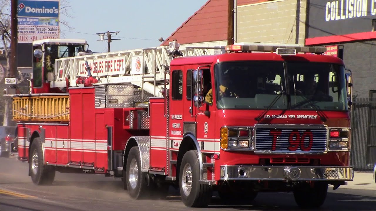 LAFD Light Force 90 & Plug Buggy 90 Responding - YouTube