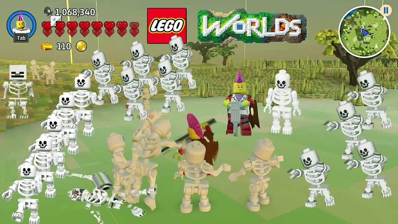 LEGO WORLD #1 Bertarung melawan Pasukan Skeleton - YouTube