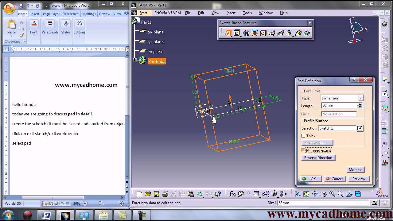 catia pad in detail - YouTube