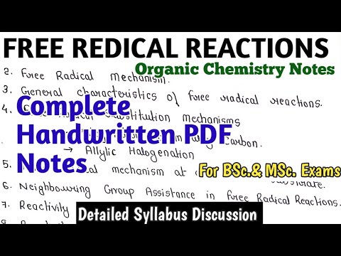 Free Redical Reactions | Organic Chemistry | Complete Handmade Notes # ...