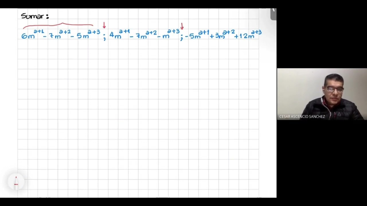 SUMA ALGEBRAICA CON EXPONENTES LITERALES_CLASE EN VIVO_Ejemplo 5 - YouTube