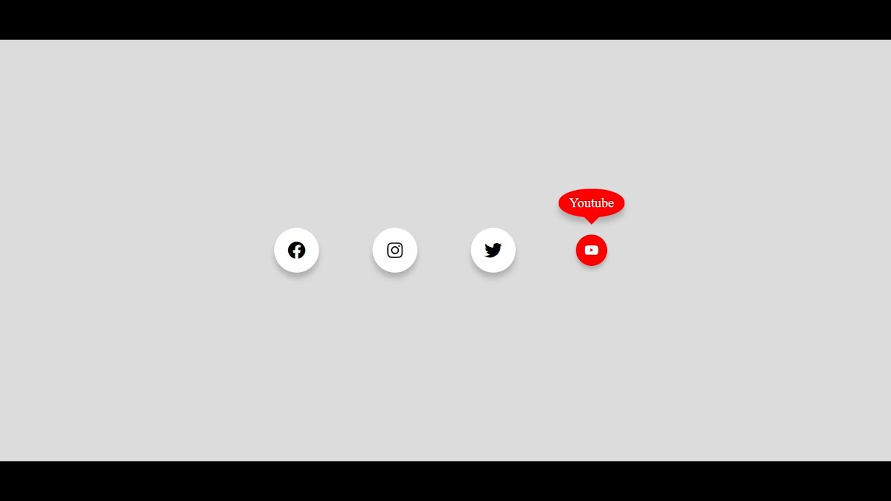 Social Media Buttons with Tooltip on Hover using HTML & CSS - YouTube