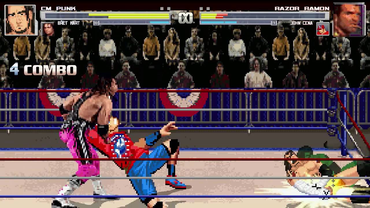 AN Mugen Request #649: CM Punk & Bret Hart VS Razor Ramon & John Cena ...