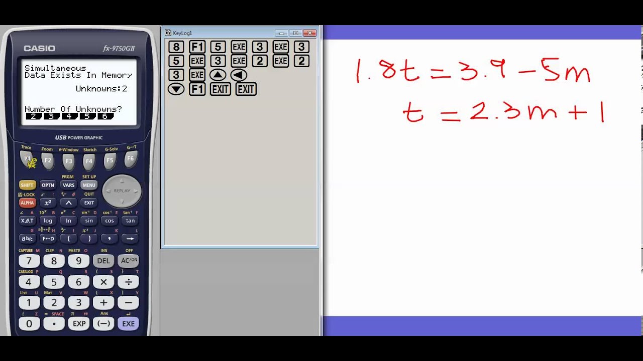 Using Your Casio Graphics Calculator To Solve Simultaneous Equations