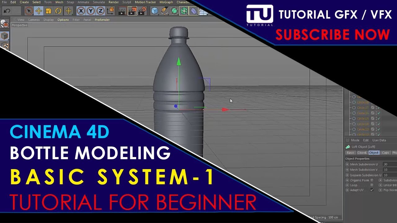 CINEMA 4D BOTTLE MODELING SYSTEM-1# TUTORIAL FOR BEGINNER,BASIC - YouTube