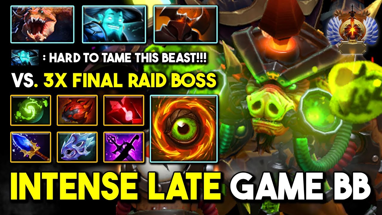 INTENSE LATE GAME Bristleback Max Slotted Item Build Facing Against 3x Final Raid Boss 7.34d ...