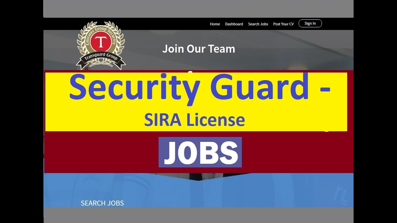 Transguard Company Job- Security Guard - SIRA License #Dubai - YouTube
