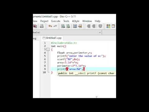 How to find area and parameter in c #programming #shorts #ytshort - YouTube