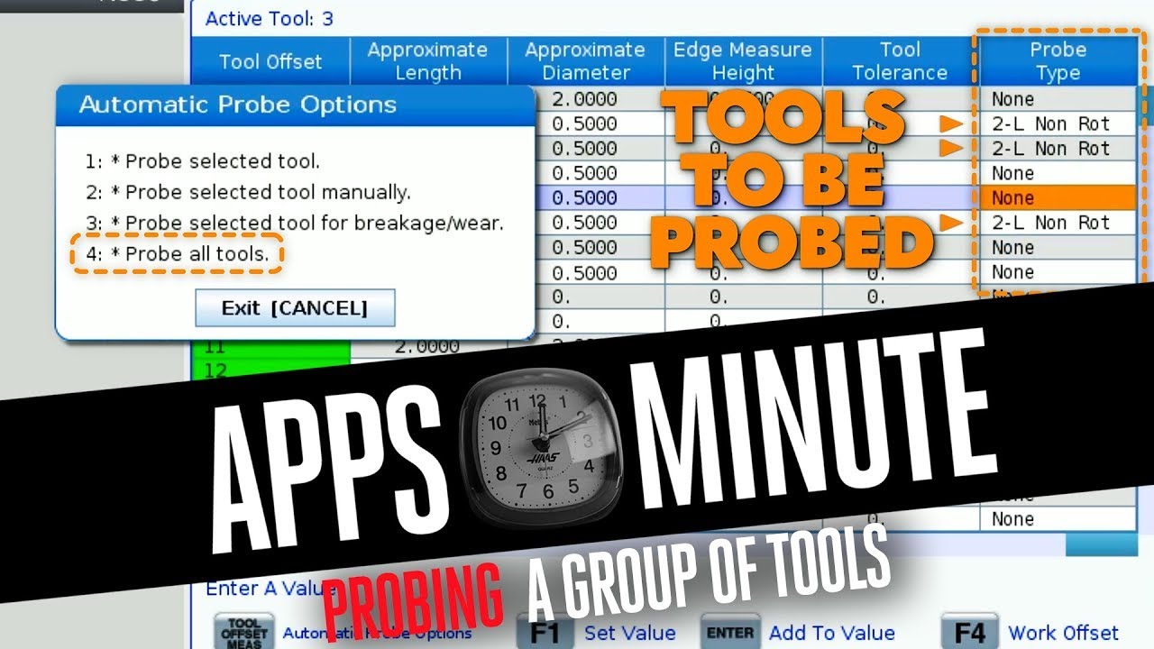 Probing A Group Of Tools From The Tool Offset Page Apps Minute Haas Automation Inc YouTube Probing A Group Of Tools From The Tool Offset Page Apps Minute Haas Automation Inc YouTube
