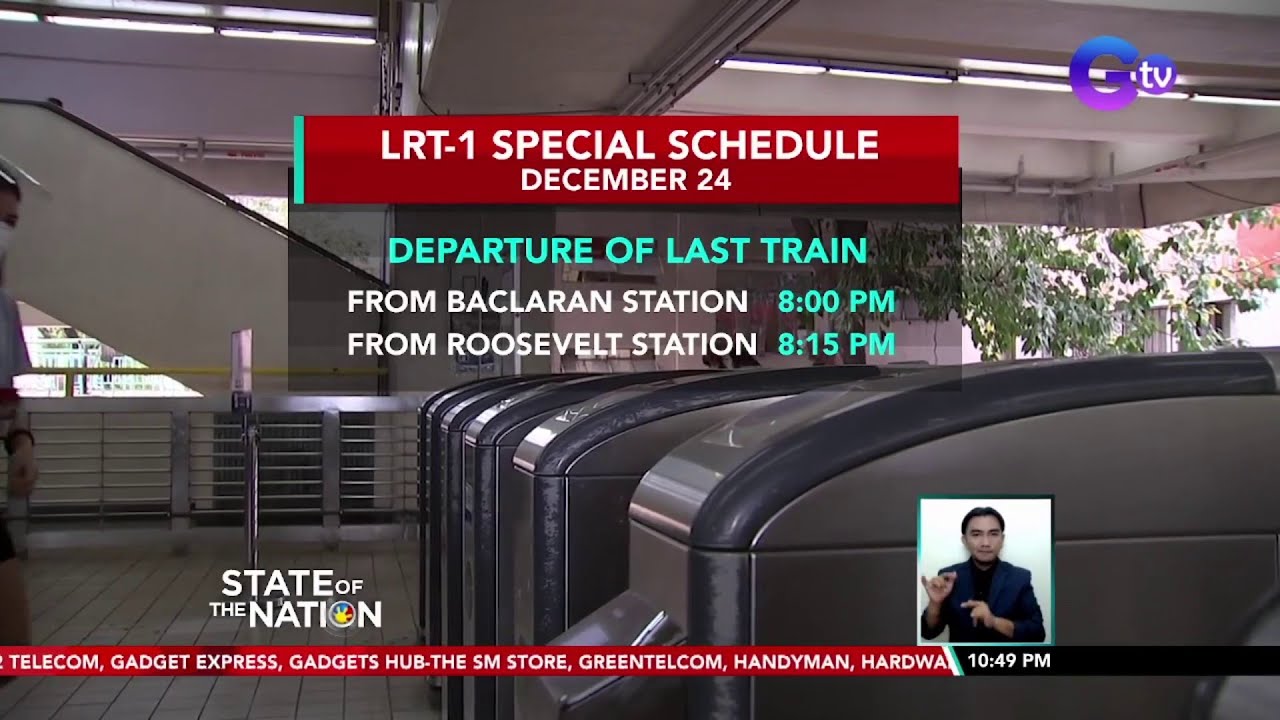 LRT 1, mas maikli ang operating hours sa Dec. 24 at Dec. 31 | SONA ...