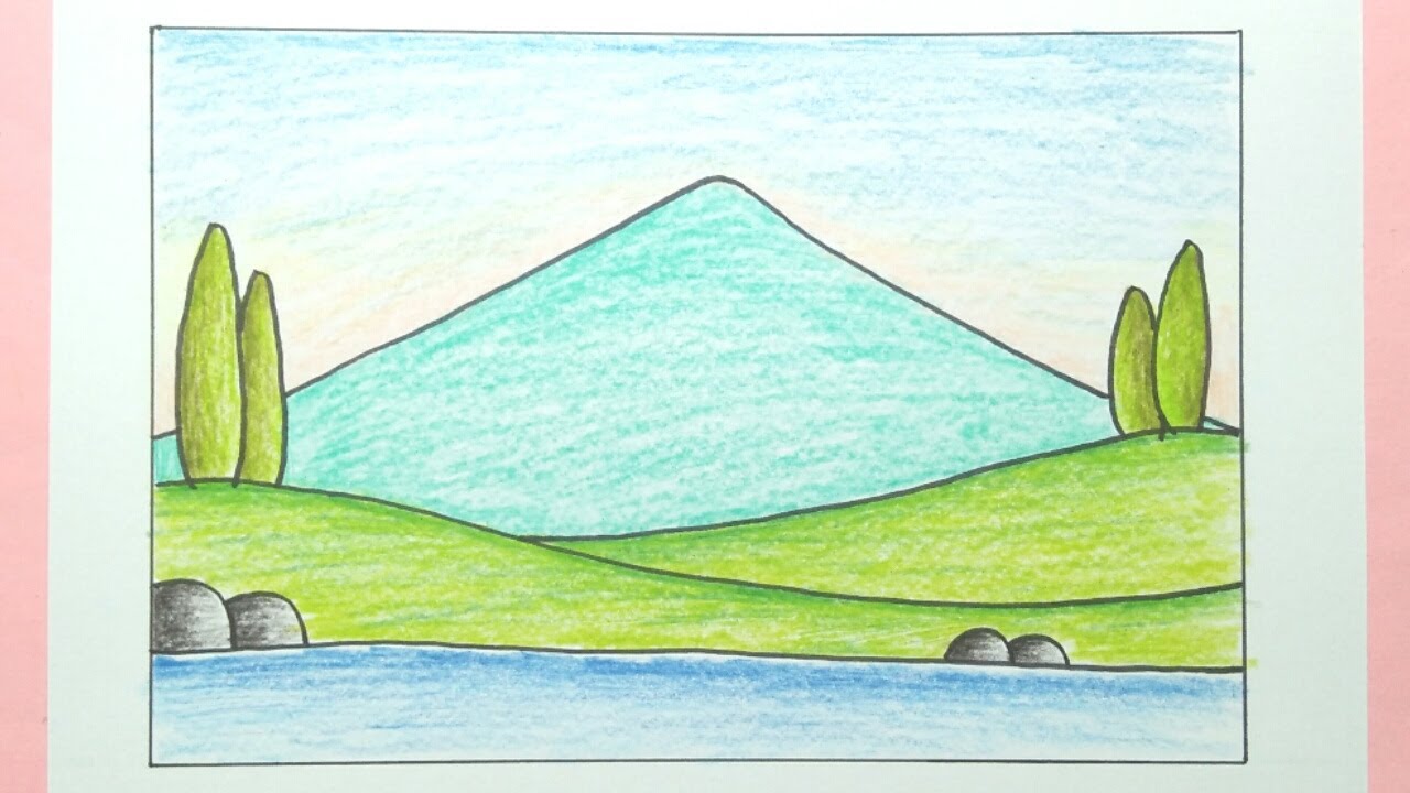 Cara Menggambar Pemandangan Gunung - How To Draw Mountain Scenery - YouTube