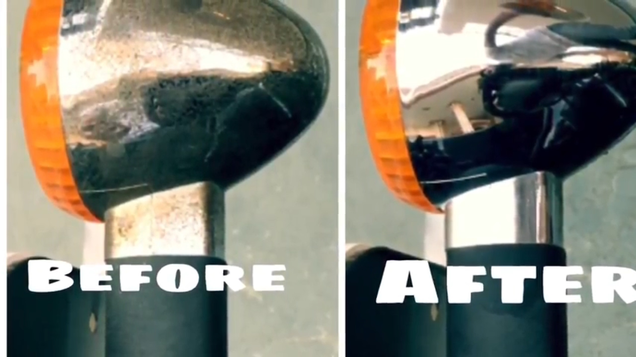 How to clean rust from chrome indicators of Royal Enfield Bullet - YouTube
