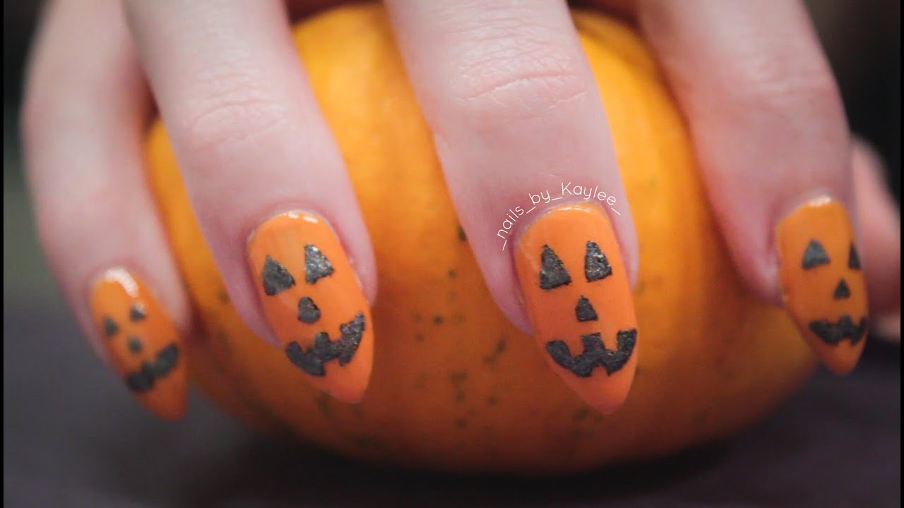 Jack o' lantern nails - YouTube