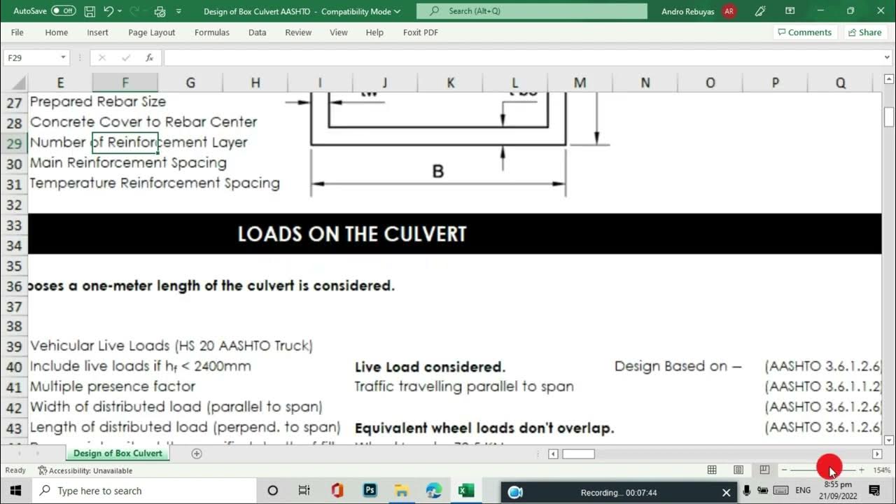 DESIGN OF REINFORCED CONCRETE BOX CULVERT (SINGLE CELL) BASED ON AASHTO ...
