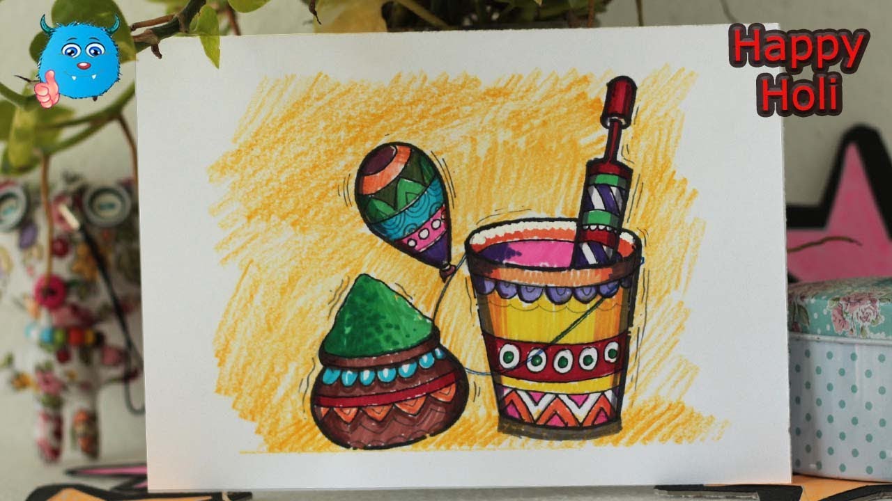 How to Draw Holi Festival Handmade Greeting Card,Poster Drawing Idea ...