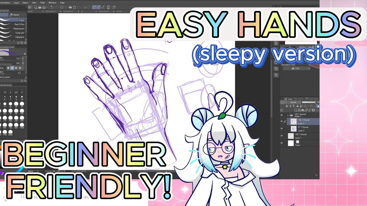 How to draw hands, beginner friendly TUTORIAL ART STREAM (sleepy ...