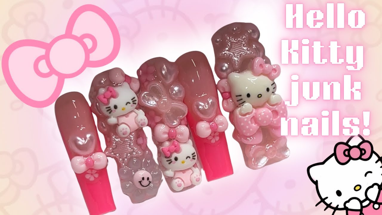 Hello Kitty Junk Nails! 🎀🫧 - YouTube