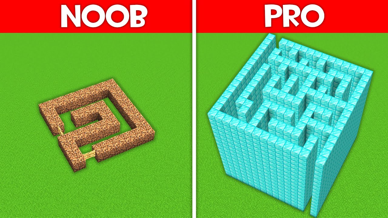 Minecraft Battle: DIRT vs DIAMOND MAZE BUILD CHALLENGE - NOOB vs PRO vs ...