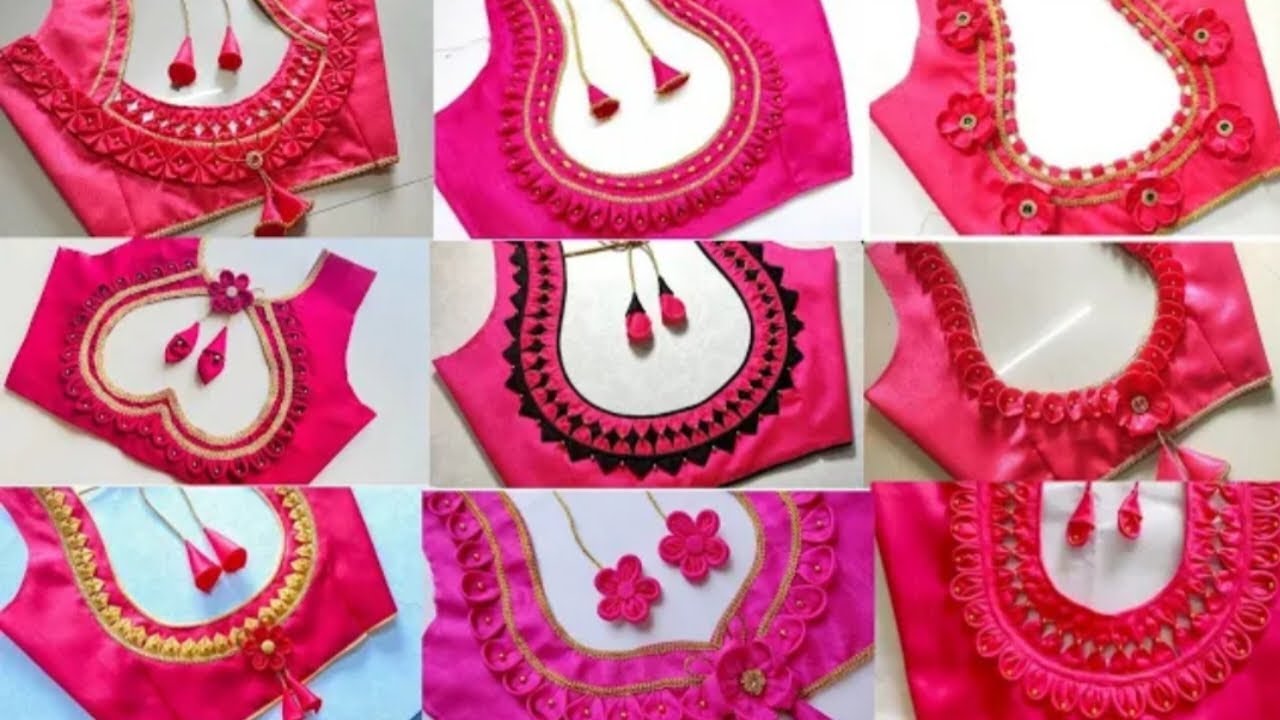 pink colour blouse design/blouse back neck design/blouse design new ...