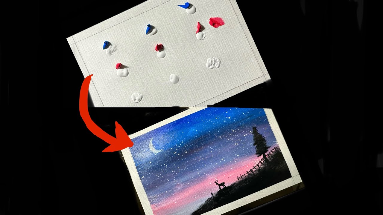 Easy Night Scene #acrylicpainting #tutorial for beginners - YouTube