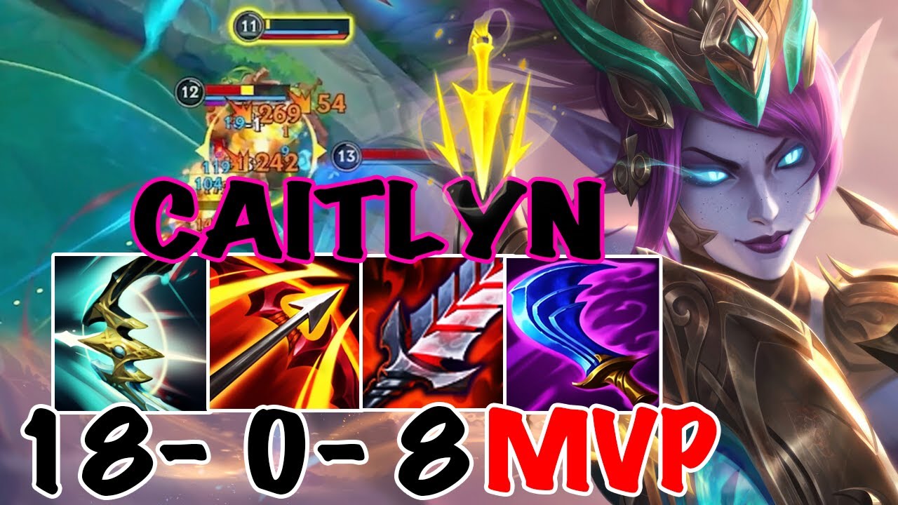 WILD RIFT CAITLYN ADC GAMEPLAY | 18 -0 -8 MVP | CAITLYN BUILD RUNES ...