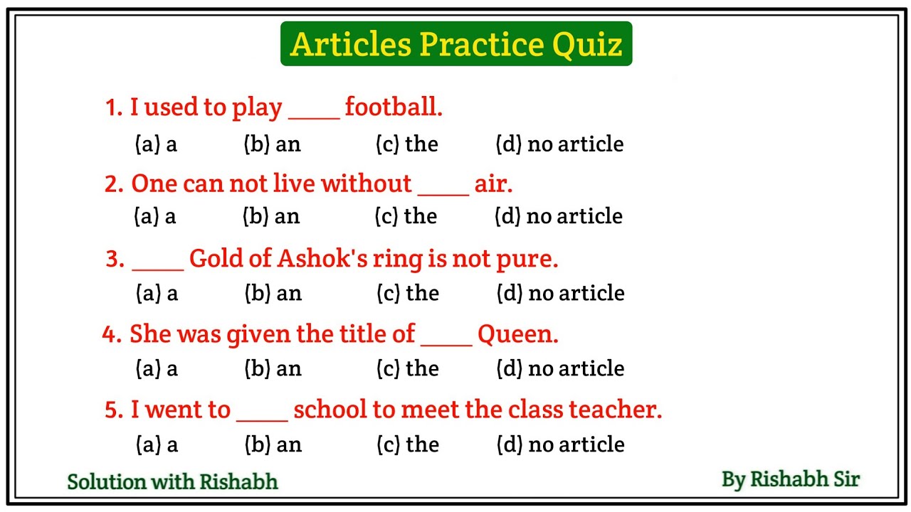 Articles A An The questions | Articles A An The in English Grammar ...