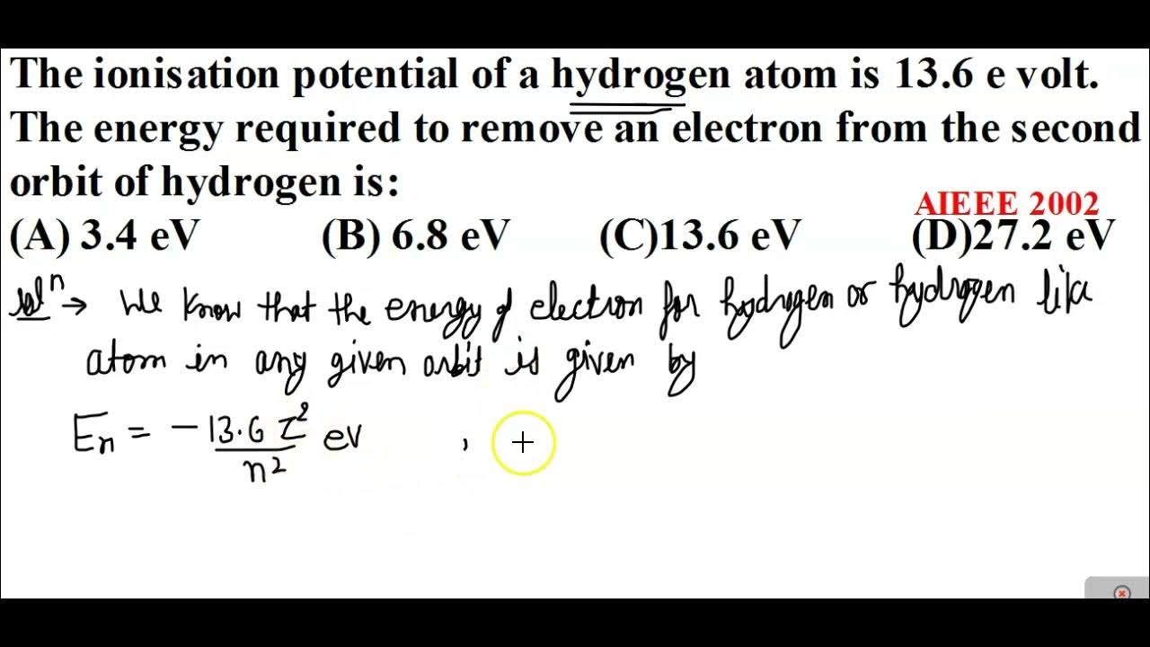 The Ionisation Potential Of A Hydrogen Atom Is 13 6 E Volt The Energy