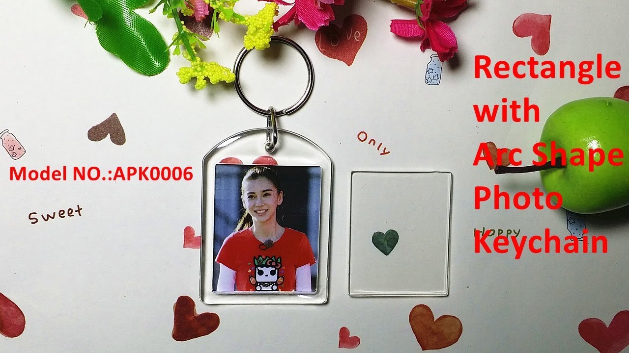 Rectangle with arc shape photo keychain acrylic factory direct sell diy ...