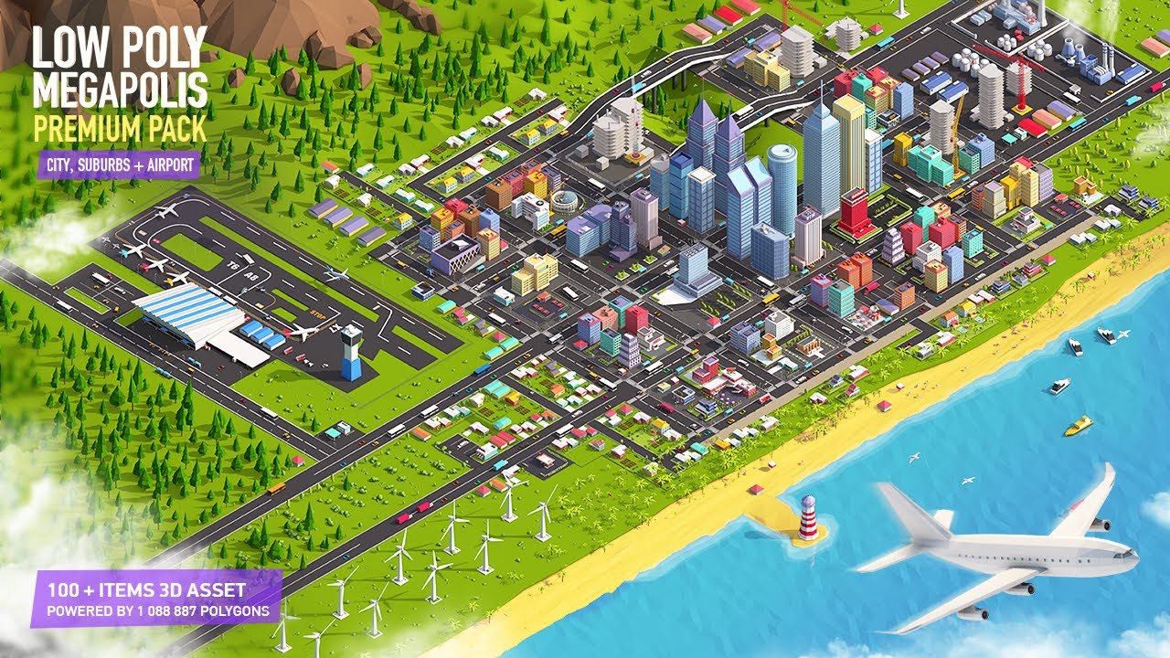 Cartoon Low Poly Megapolis City Premium Pack - YouTube