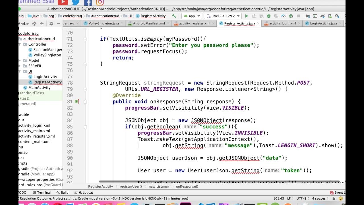 11 Android Java API Volley Full Project register page - YouTube