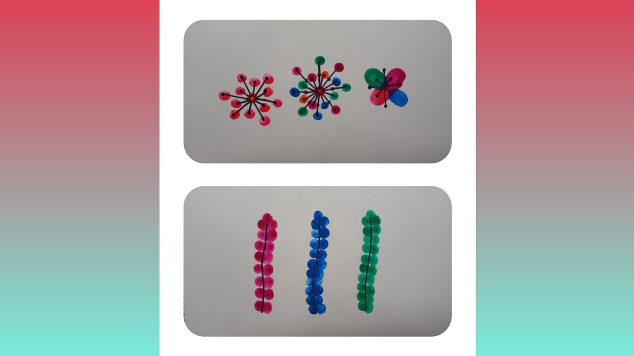 Easy thumb impression painting for kids||Easy finger printing art for ...